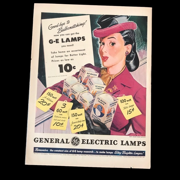 Art | 194s Vintage General Electric Lamps Print Ad | Poshmark